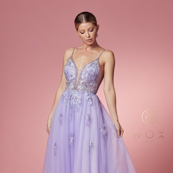 Nox | Dresses | New Long Off Shoulder Sleeveless Aline Mesh Gown ...